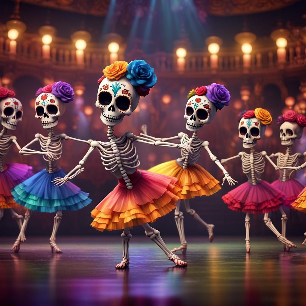 Real life cute colorful Skeletons ballet dancing wearing cute colorful ...
