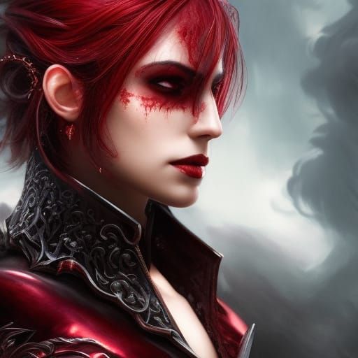 dark red fantasy vampire portrait, 8k resolution, deep color, color ...