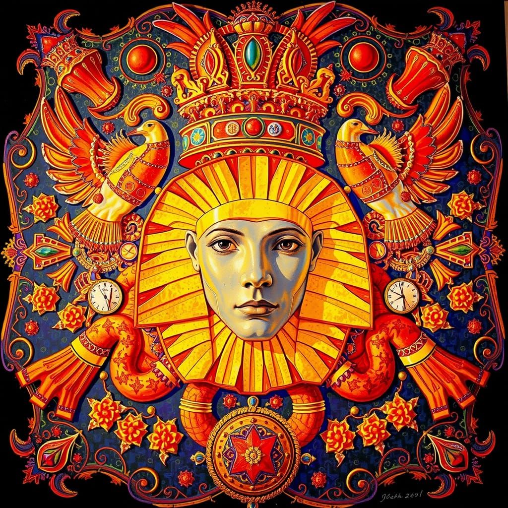 Sphinx Masterpiece in Vibrant Triadic Colors - AI Art