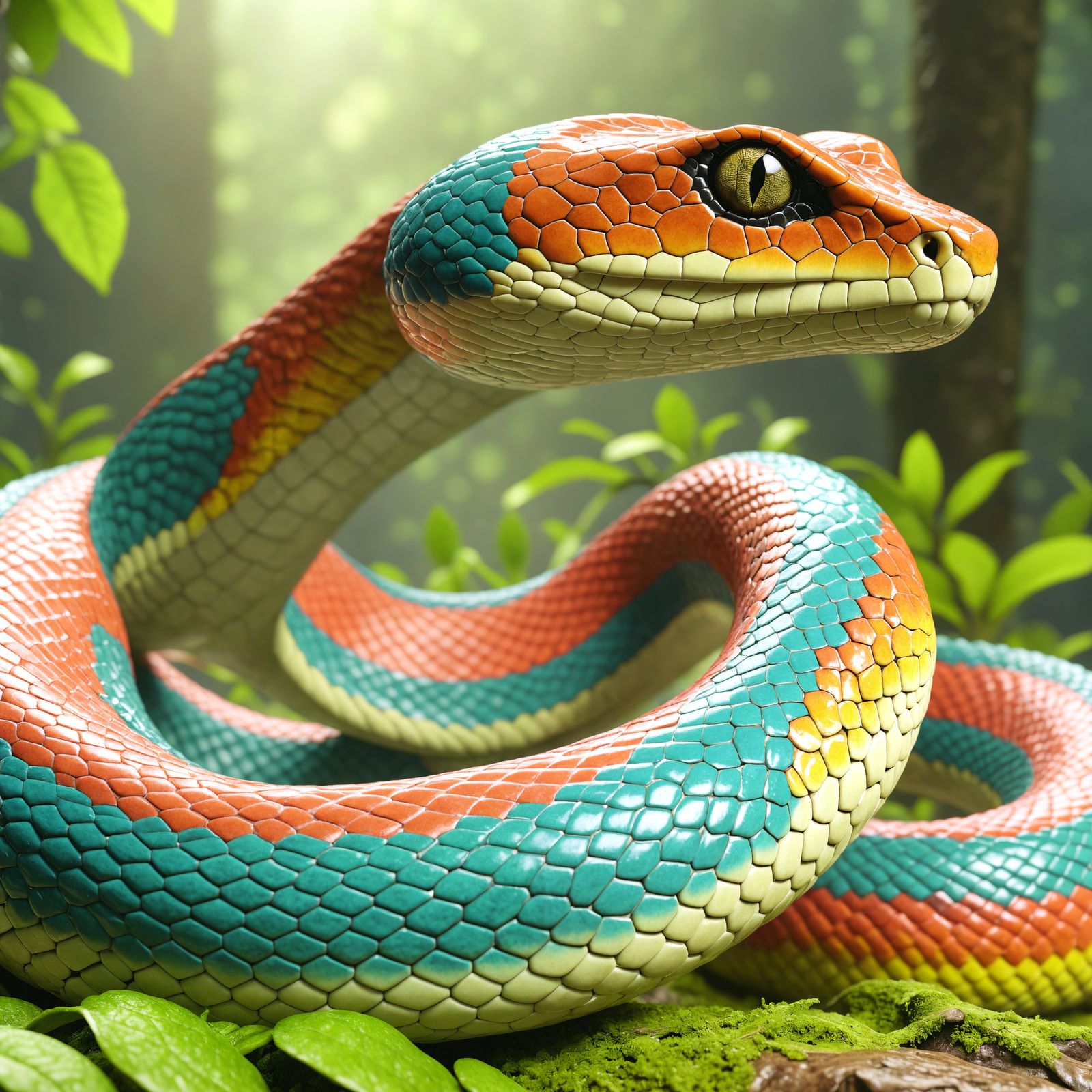 animated 3d snake - Vibrant Jungle Serpent in Motion
