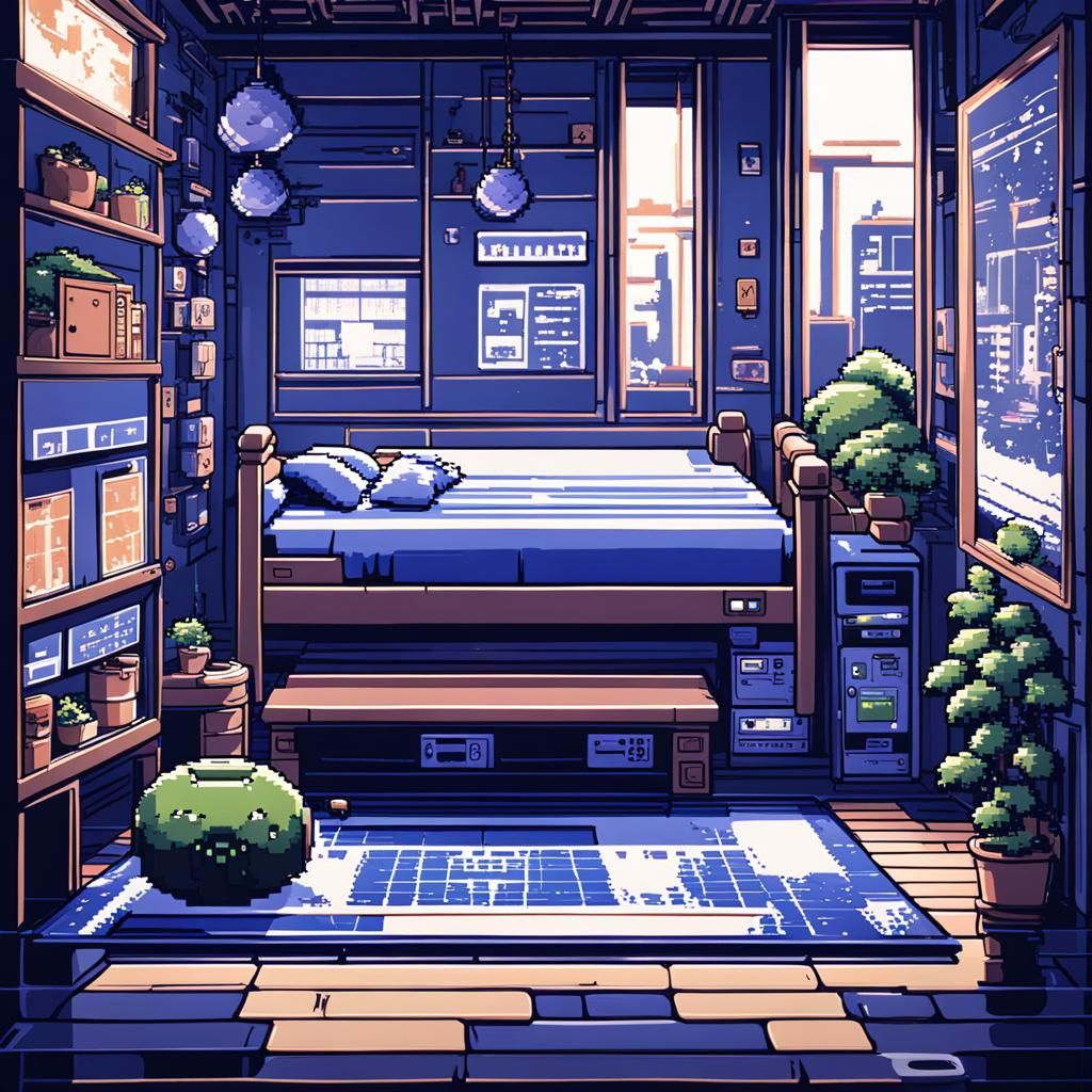 8 bit pixel bedroom - Blueberries - AI Generated Artwork - NightCafe ...