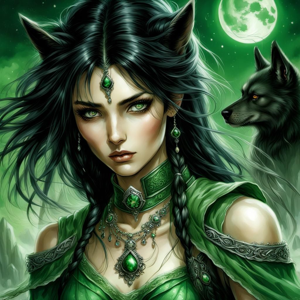A Black Haired Lycan Female Princess Mage With Green Eyes Rookie in a ...