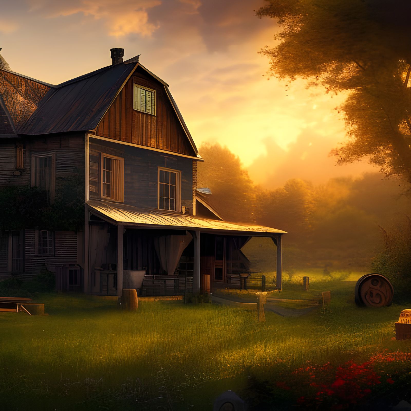 Farmhouse - AI Generated Artwork - NightCafe Creator