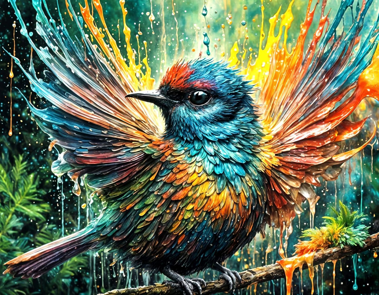 Chromatic Flight: A Bird of Living Paint