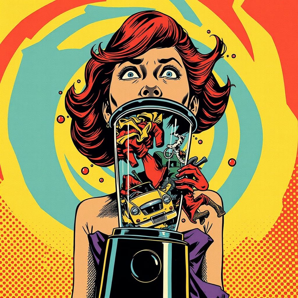 Existential Dread in 1960s Pulp Comic Style - AI Art