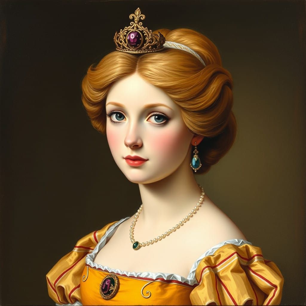 Baroque Princess Peach Oil Painting - AI Art