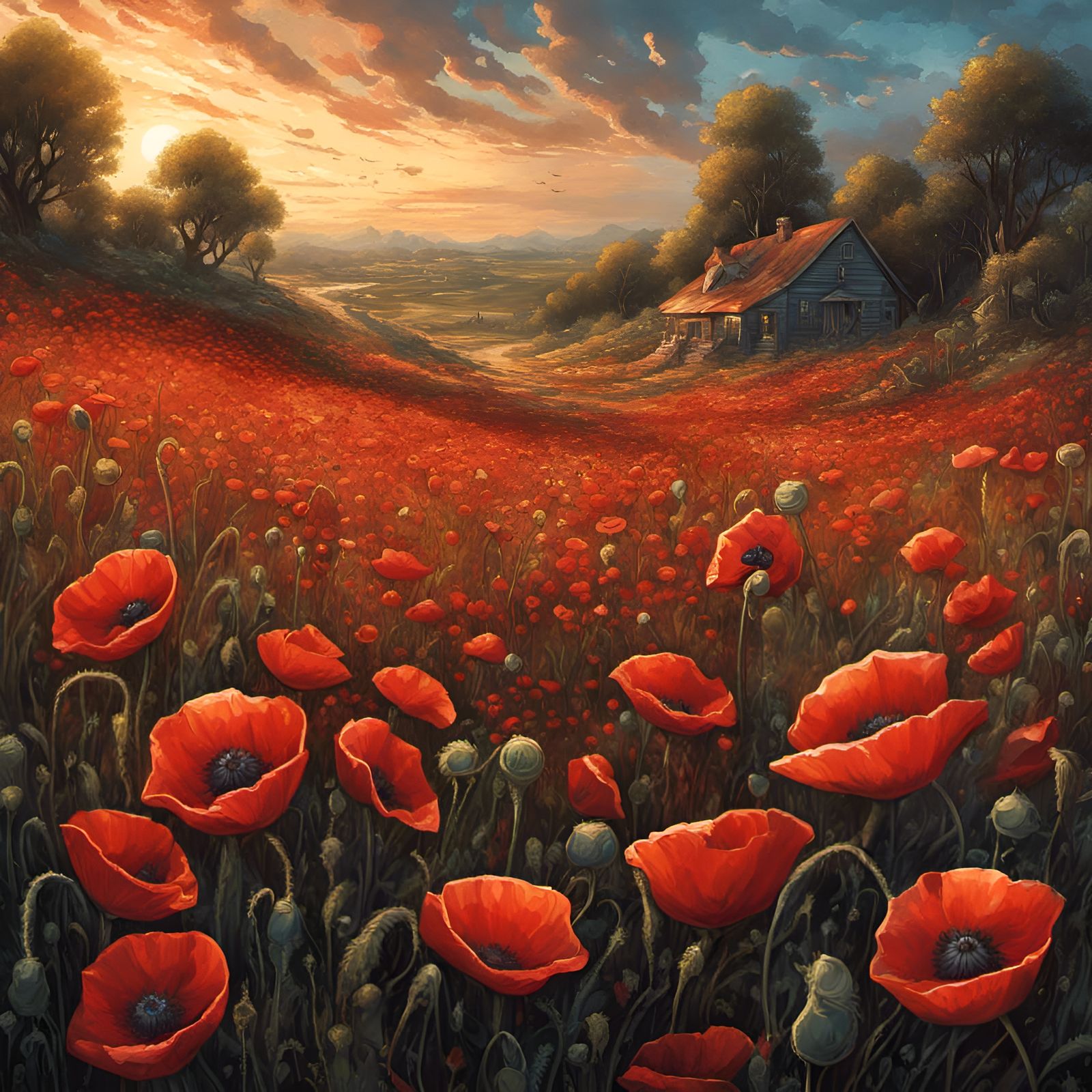 Poppies - AI Generated Artwork - NightCafe Creator