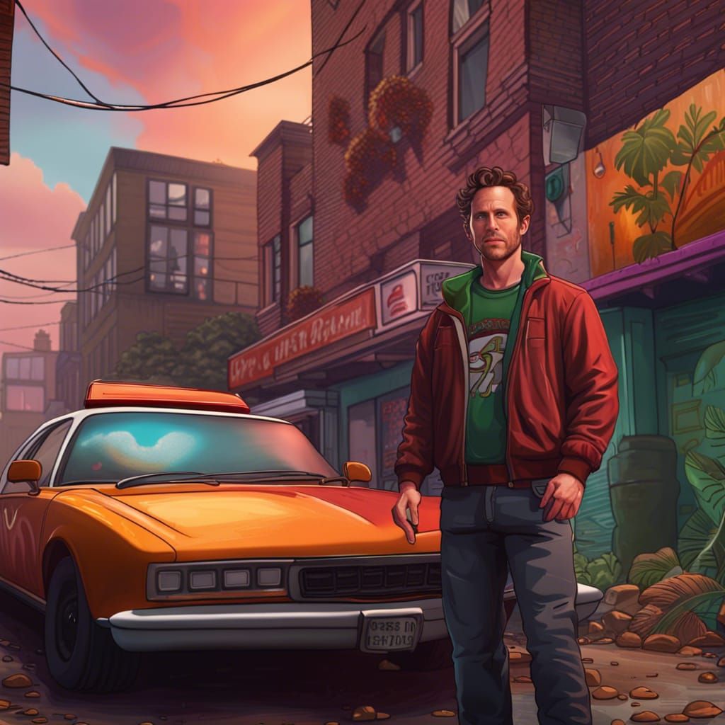 Dennis Reynolds in the GTA cover art style - AI Generated Artwork ...