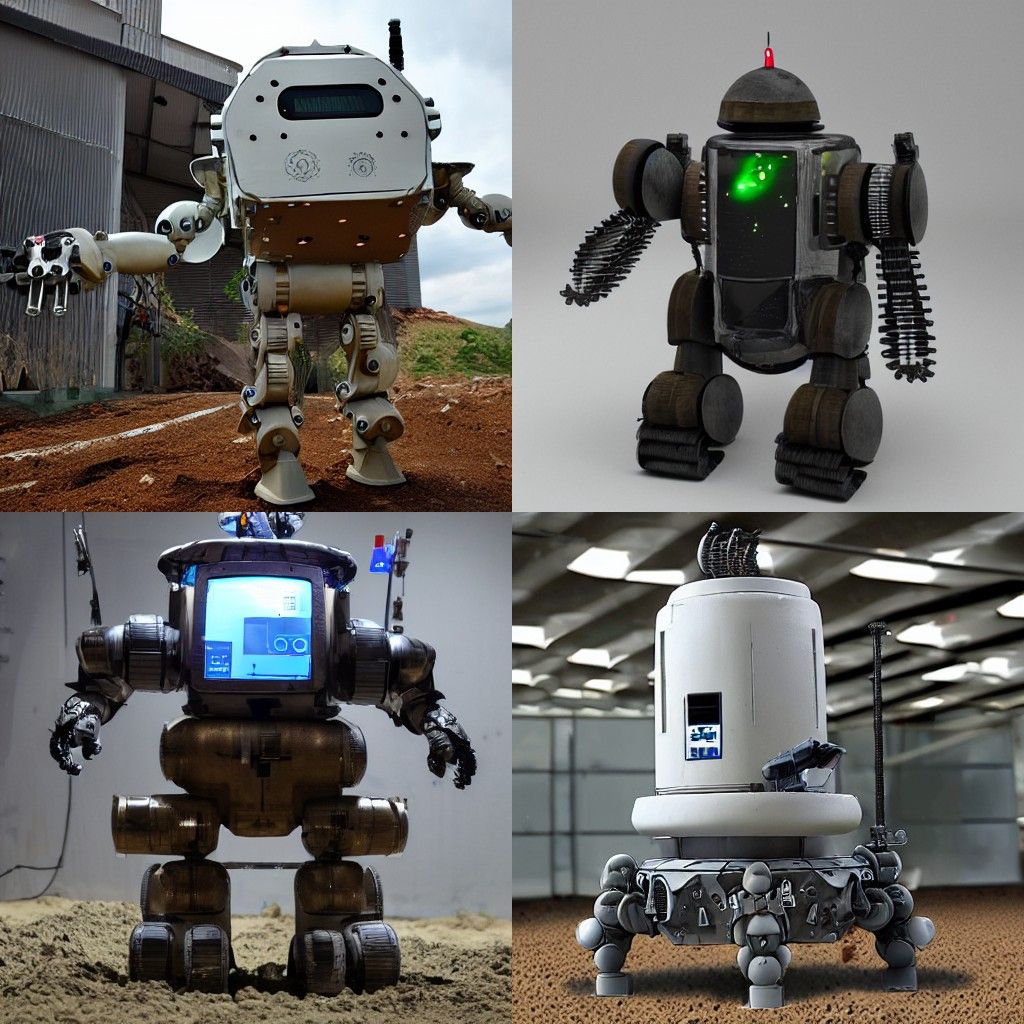 Well armed and armored robot with orifice for processing organic matter ...