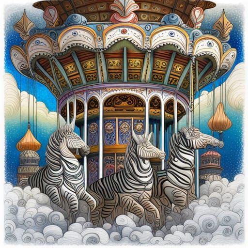 Zebra Carousel - AI Generated Artwork - NightCafe Creator