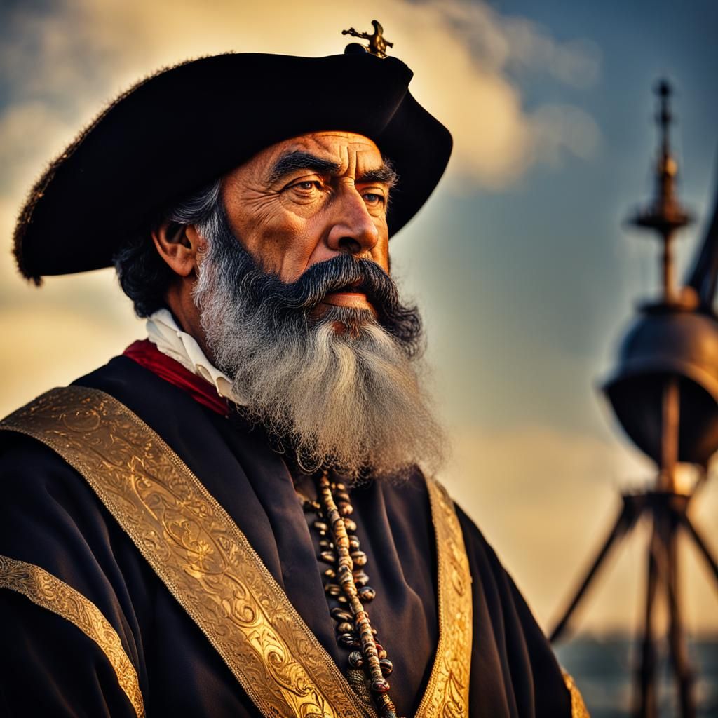 Bold portrait of Vasco da Gama, Portuguese explorer - AI Generated ...