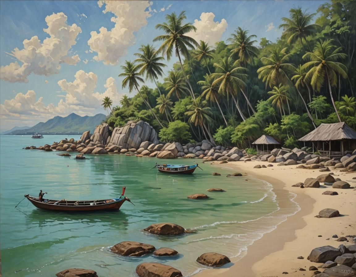 Samui Island oil painting by James Gurney - AI Generated Artwork ...