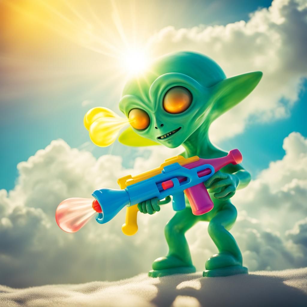 An alien with a water gun - AI Generated Artwork - NightCafe Creator