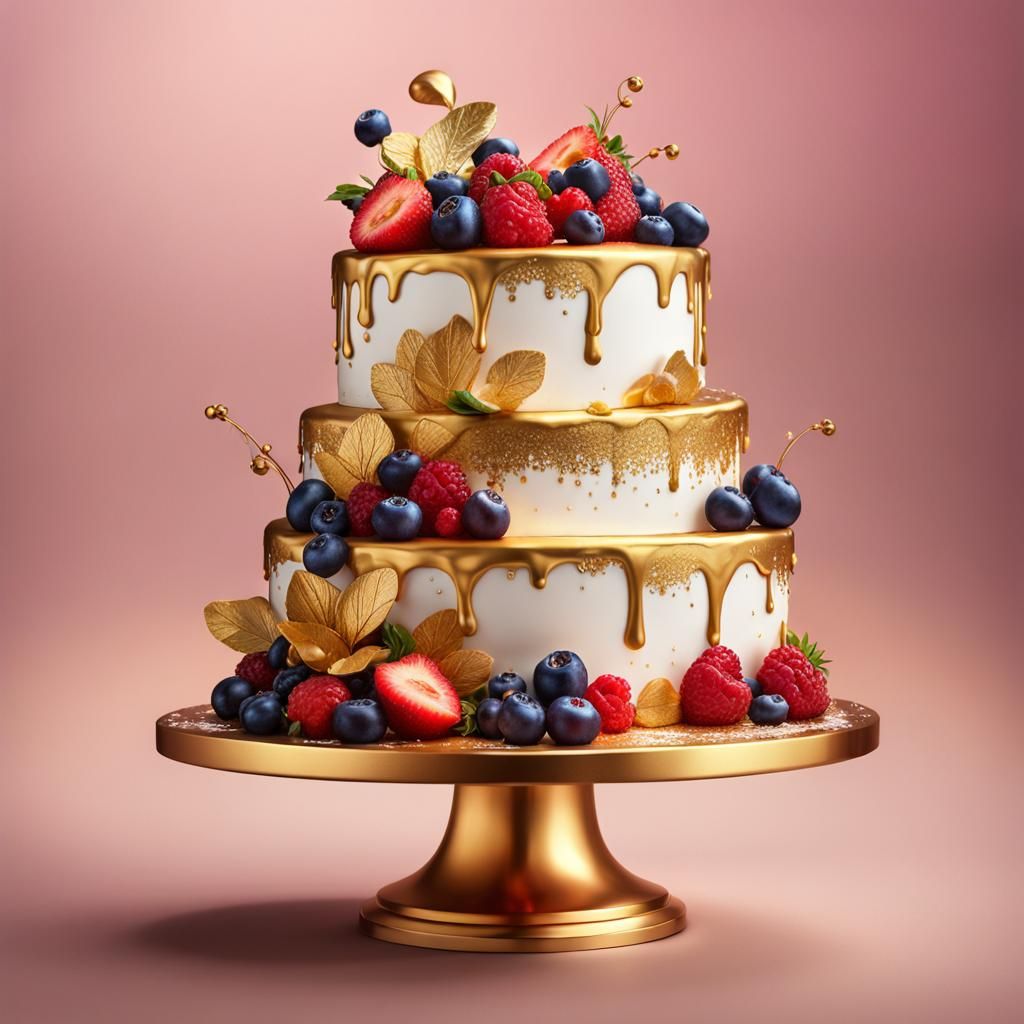 Decadent three tier cake - AI Generated Artwork - NightCafe Creator