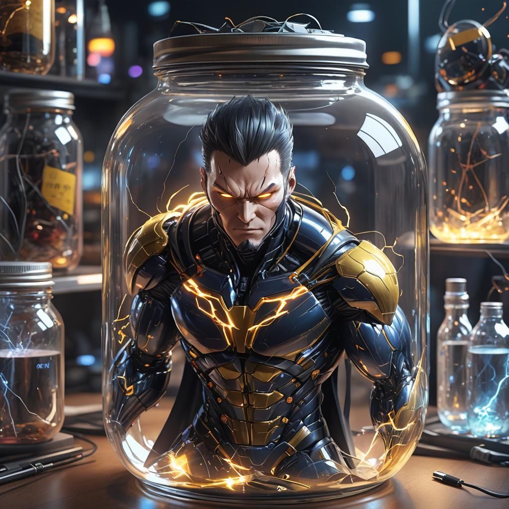 Electric Supervillain in a Jar - AI Generated Artwork - NightCafe Creator