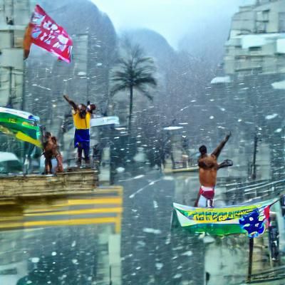 Rio de janeiro city under a snow storm with cheering locals. : r/nightcafe