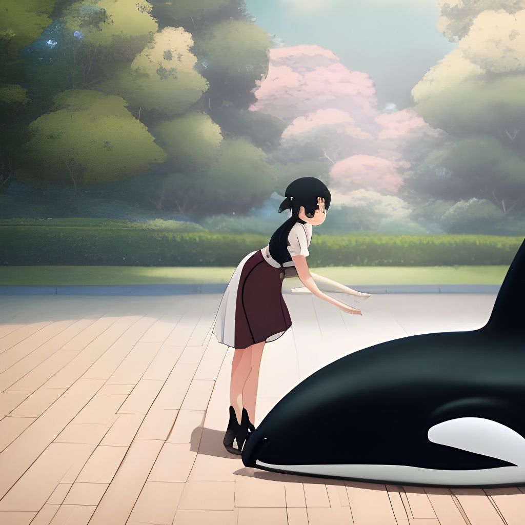 Anime Girl Trains Orca - AI Generated Artwork - NightCafe Creator