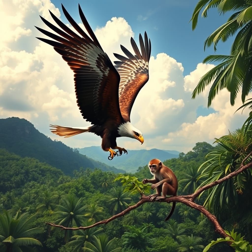 Central American Harpy Eagle Soars Over Rainforest... - AI Art