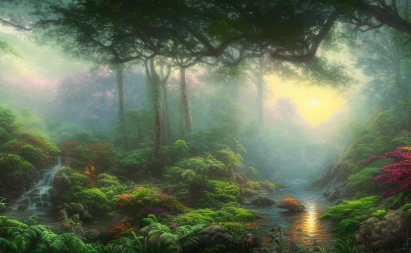 detailed cinematic subtropical environment, wild nature, HDR ...