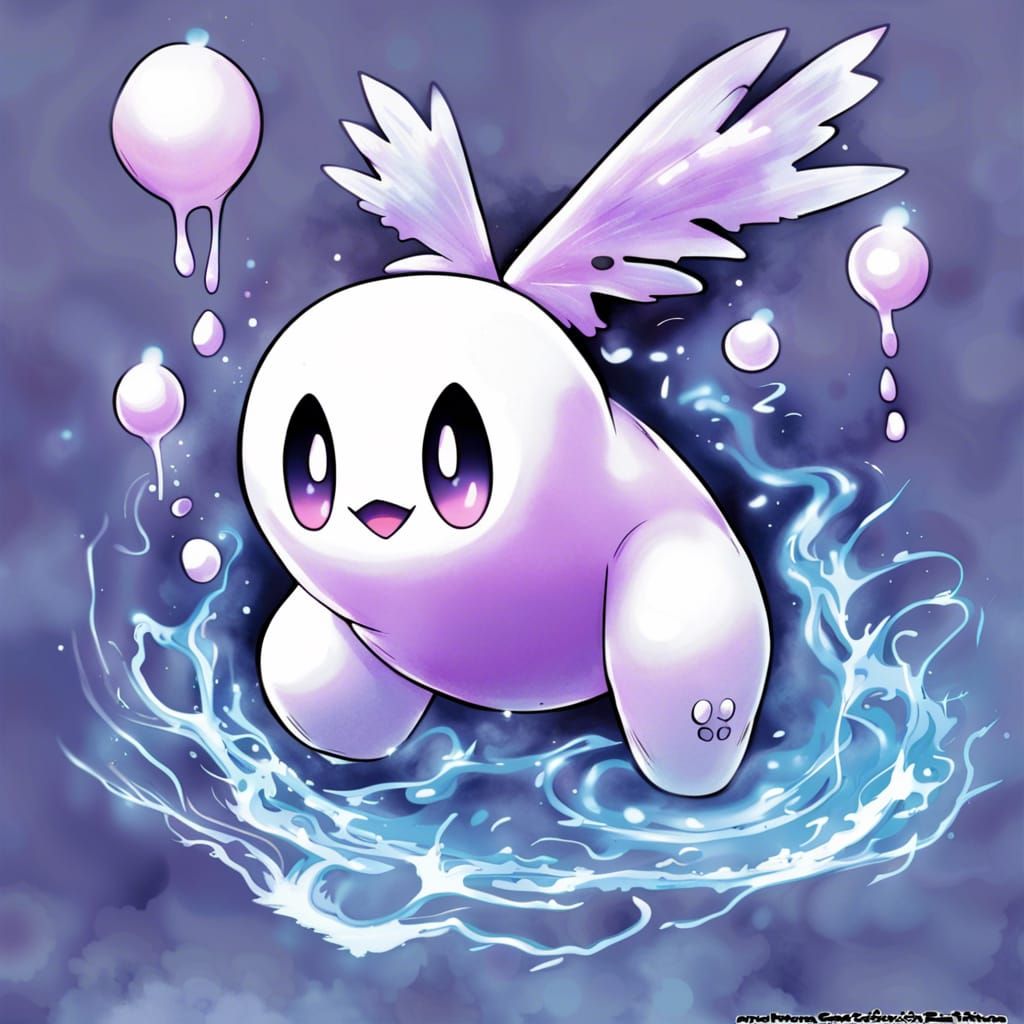 ghost/fairy type pokemon made of liquid bone matter, creepy, by artist ...