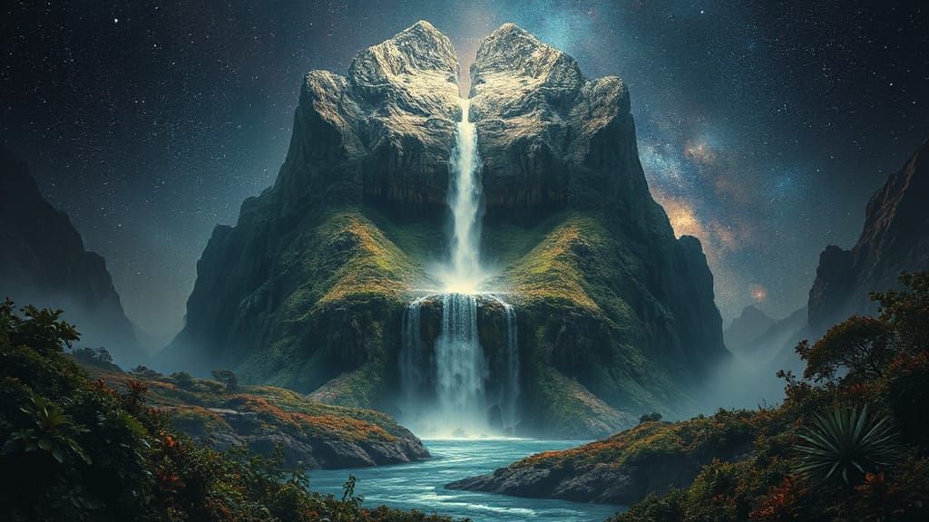 Celestial Human in a Majestic Landscape - AI Art