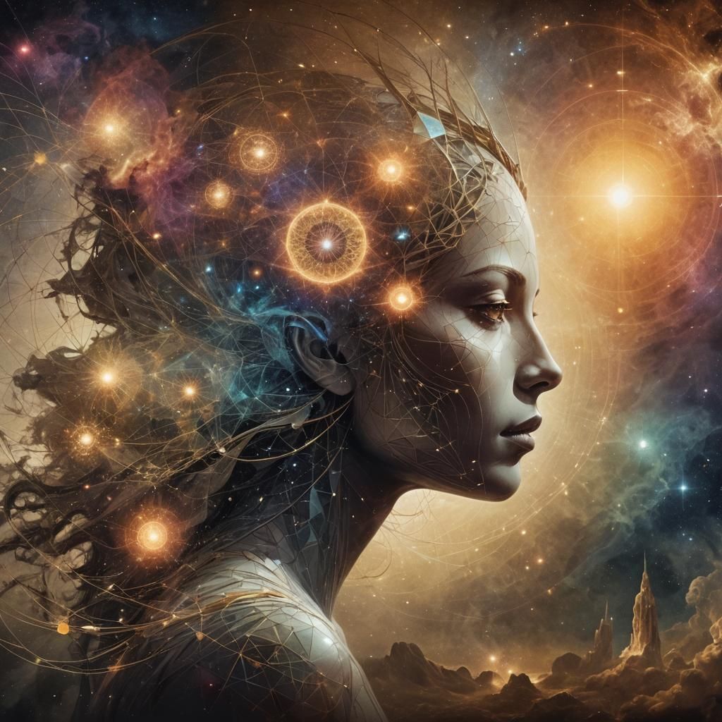 Intelligent beings, geometric forms, interdimensional guides - AI ...