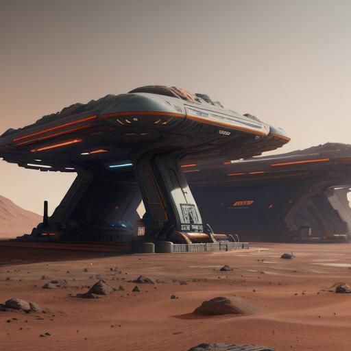 Gas station on Mars - Fantastical Mars Gas Station in Vibran...