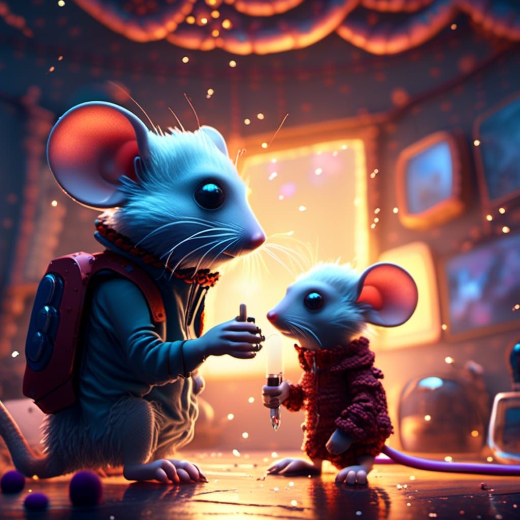 Big Mouse Little Mouse a cyborg mole and a cyborg mouse talking and ...