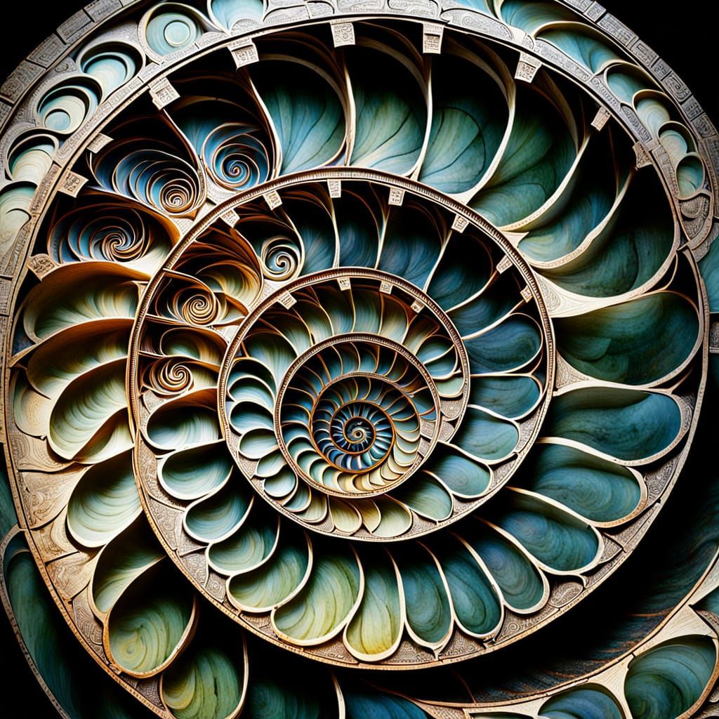 natural Fibonacci sequence in a nautilus shell