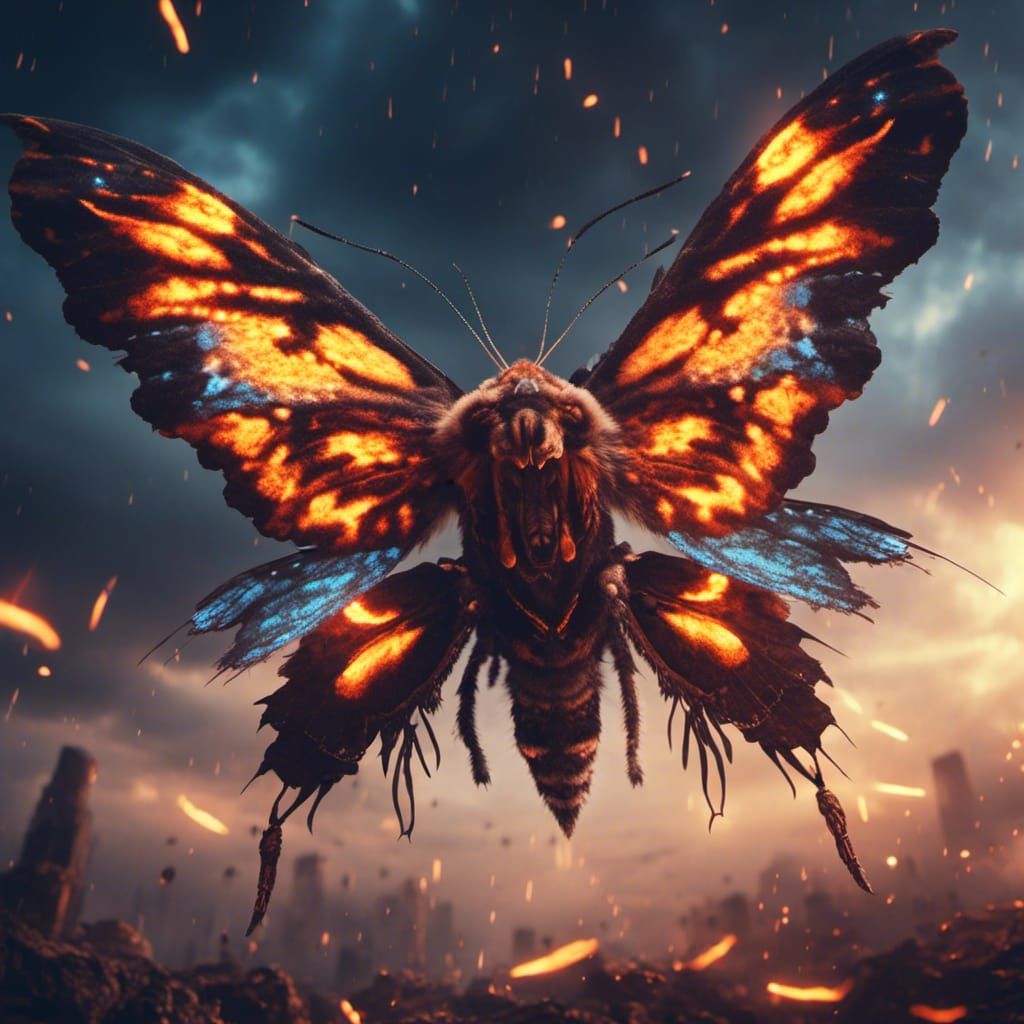 Large angry tiger-moth mutation fused Zeus, godlike fly - AI Generated ...