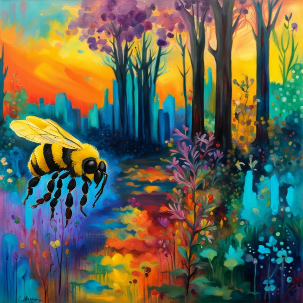 Bee gothic art folk art psychedelic art mysterious complex elaborate ...