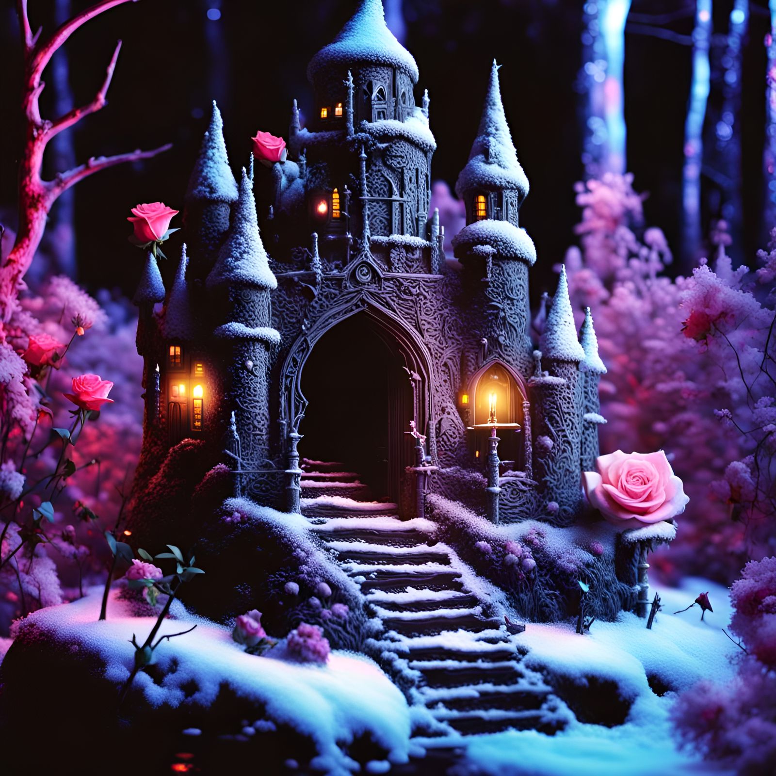 Dark faerie castle, Backgroun fantasy landscape, Contained chaos in the ...