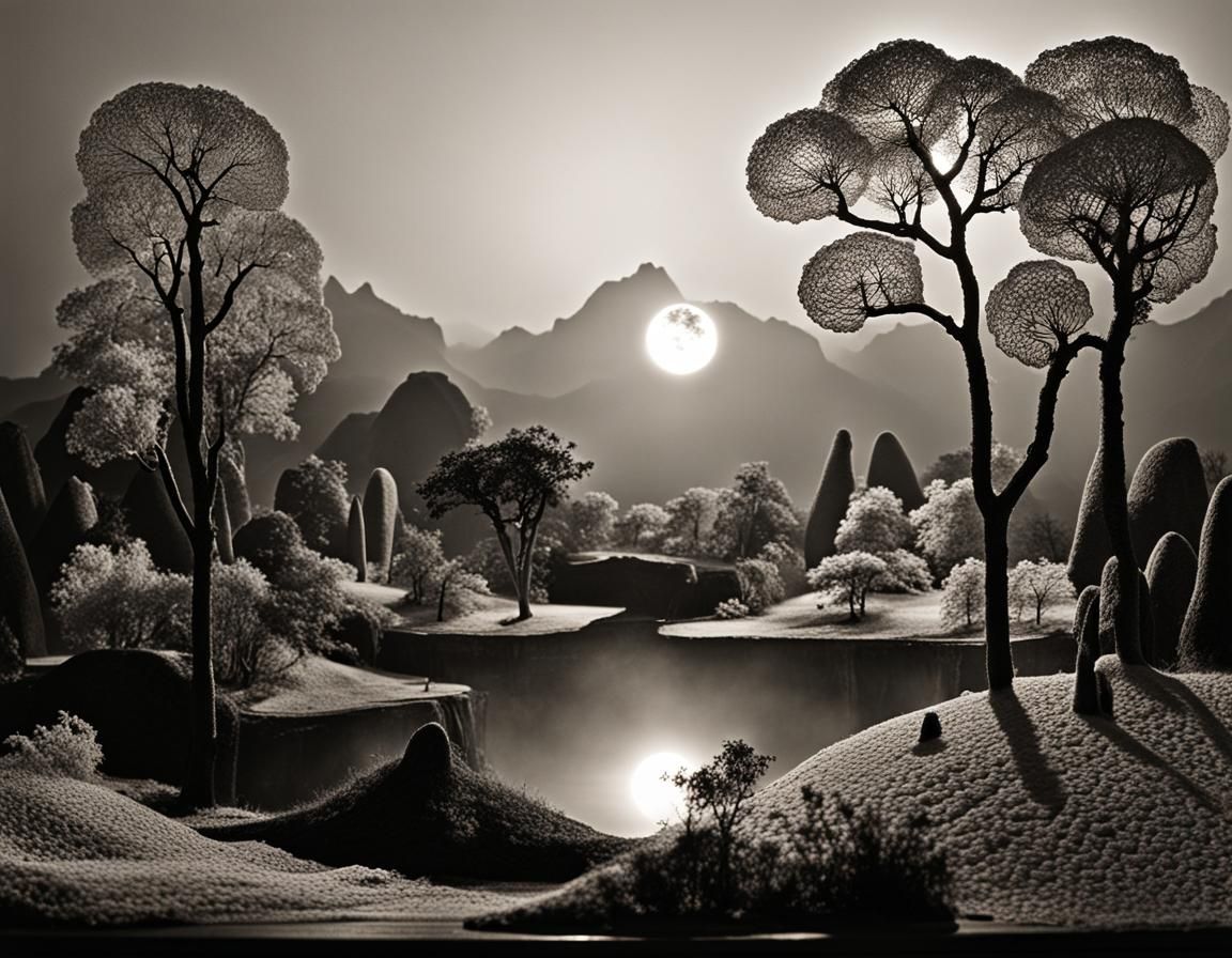 crocheted calotype;crocheted landscape by artist "greyscale amigurumi ...