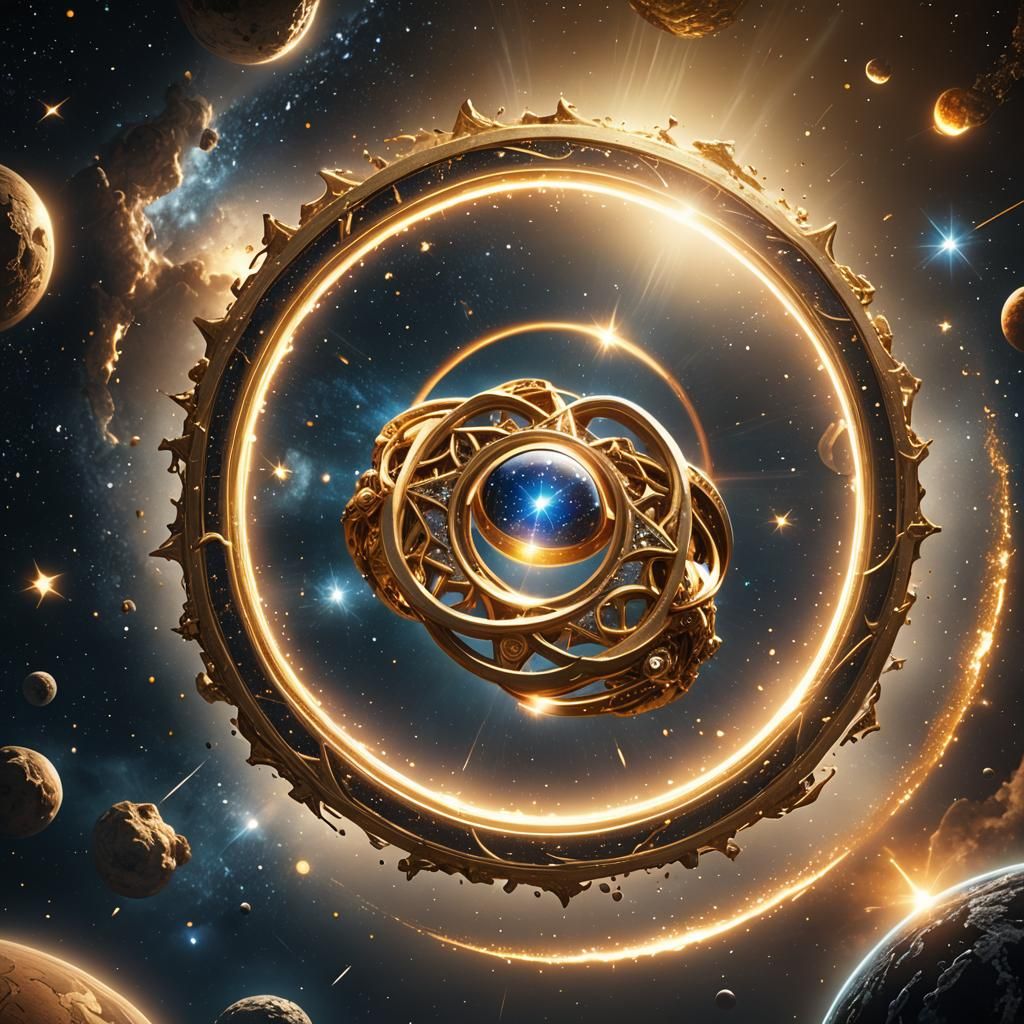 A brilliant golden ring around a beaming star in the universe - AI ...