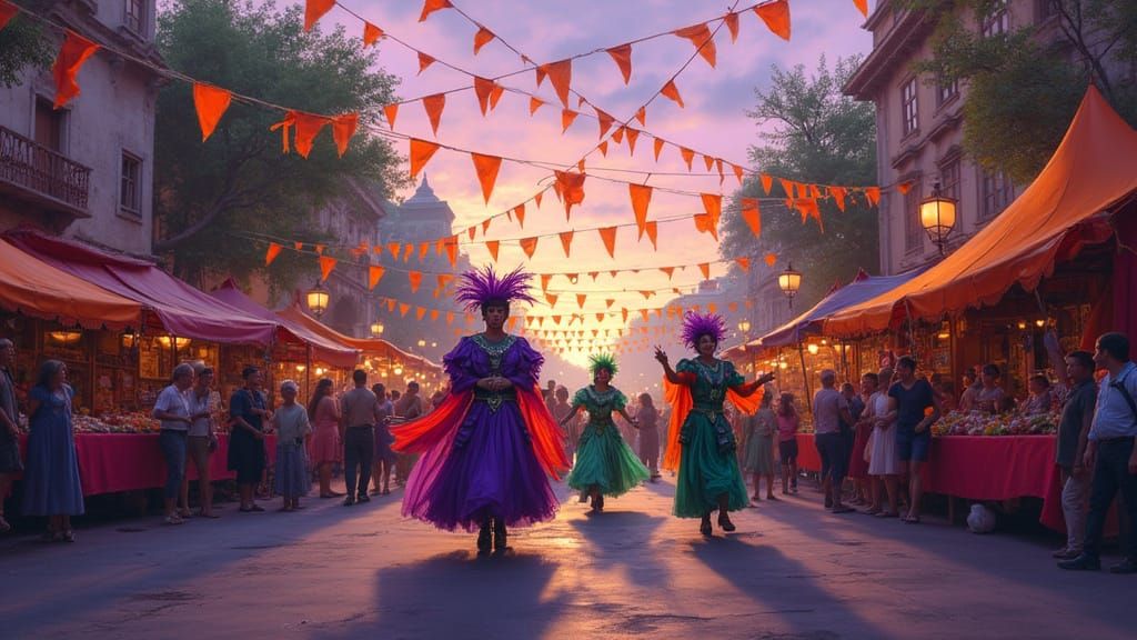 Carnival of Colors - Vibrant Street Festival in Triadic Colo...