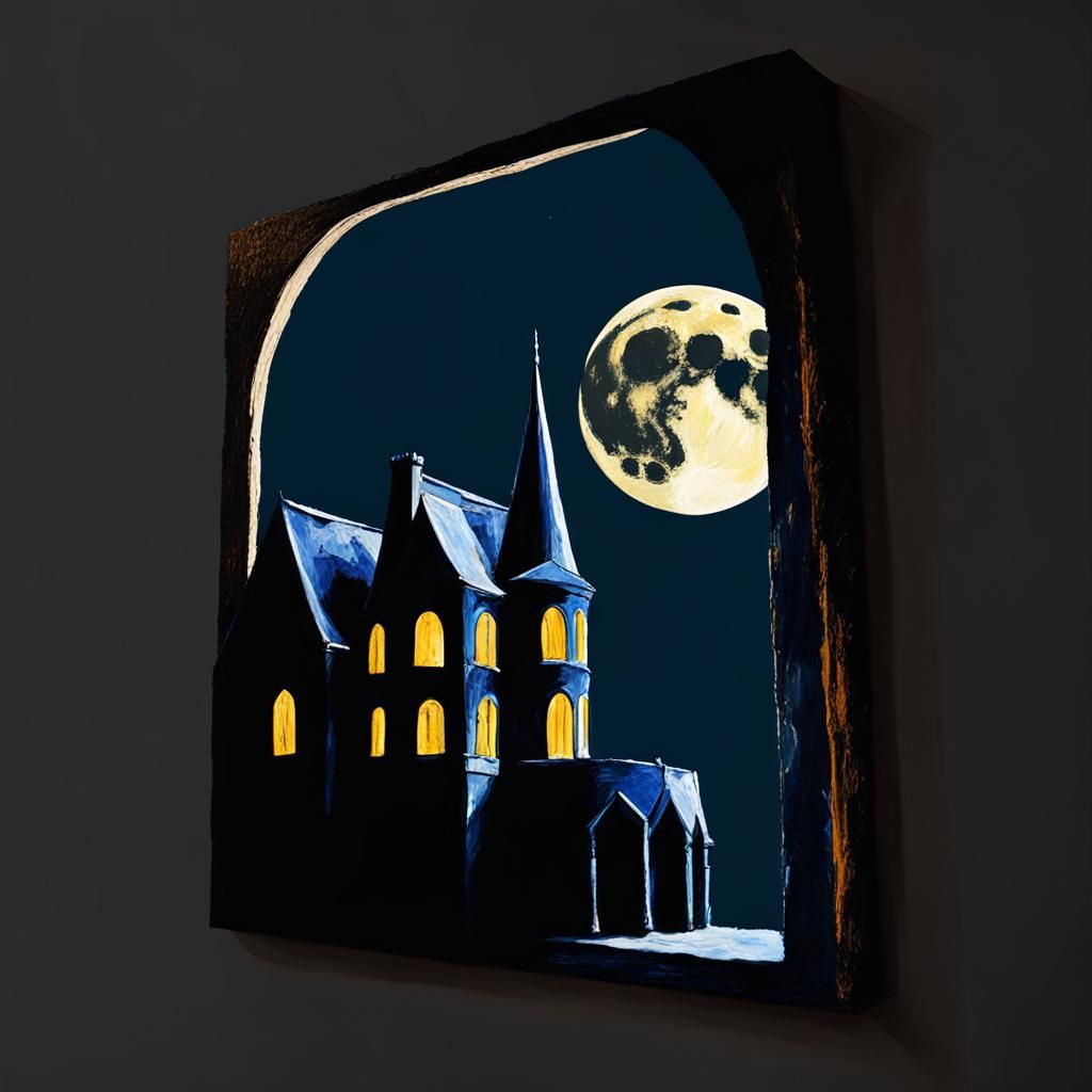 Abstract moon castle Edward Hopper contrasting colors deep color gothic ...