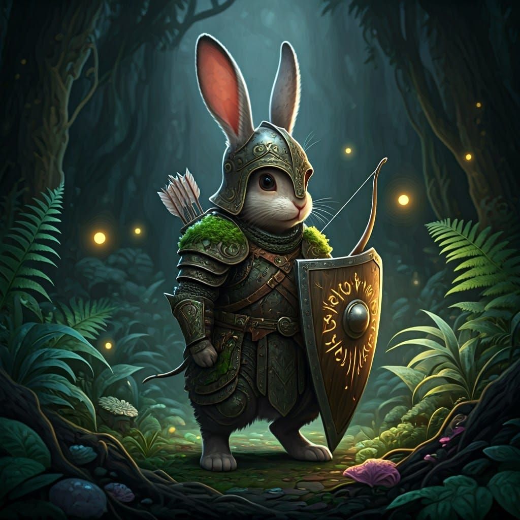 A warrior bunny and their shield - Dreamlike Warrior Bunny ...