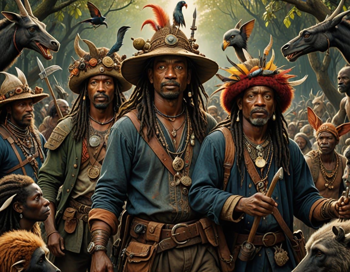 African Tribe Drawing in Hyperrealistic Style - AI Art