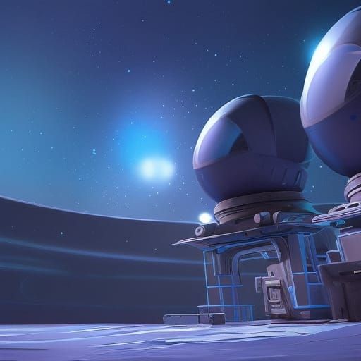 outpost in space dark blue hues - AI Generated Artwork - NightCafe Creator