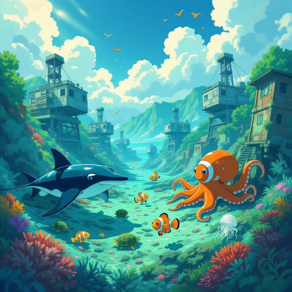 Studio Ghibli Underwater Scene: Raja Ampat Under T... - AI Art
