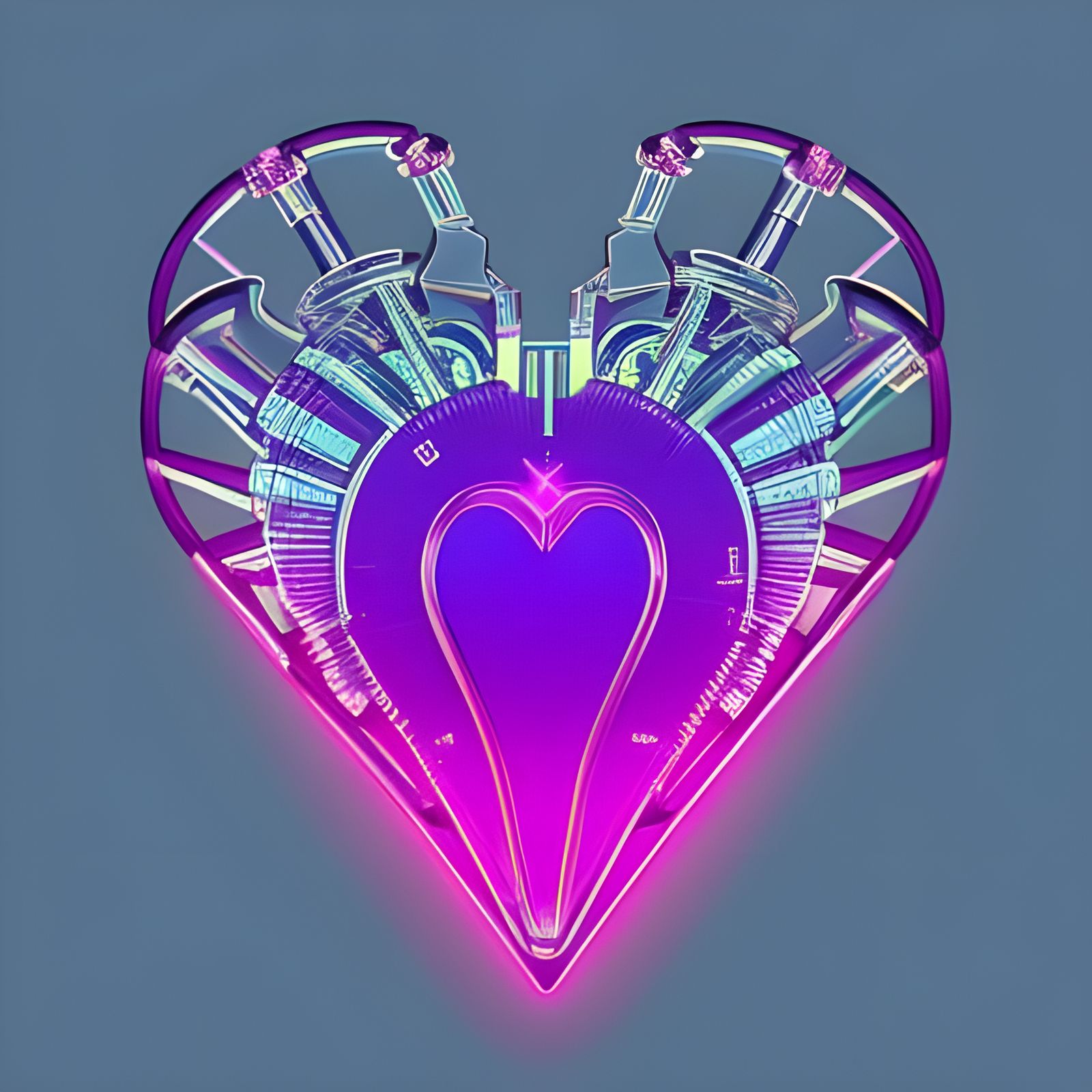 an anatomical human heart - Human Heart in Neon Retro Style