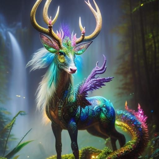 Fey Stag Dragon Hybrid - AI Generated Artwork - NightCafe Creator