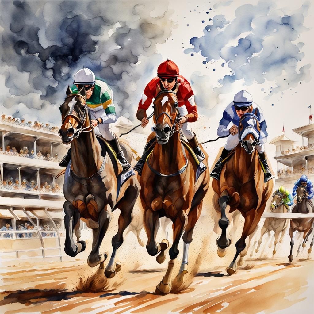 Watercolor of desert horse racing - AI Generated Artwork - NightCafe ...
