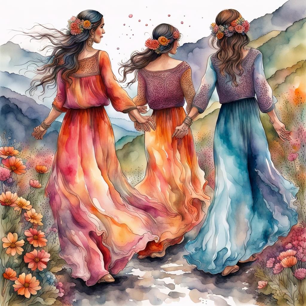 The spring goddesses dance - AI Generated Artwork - NightCafe Creator