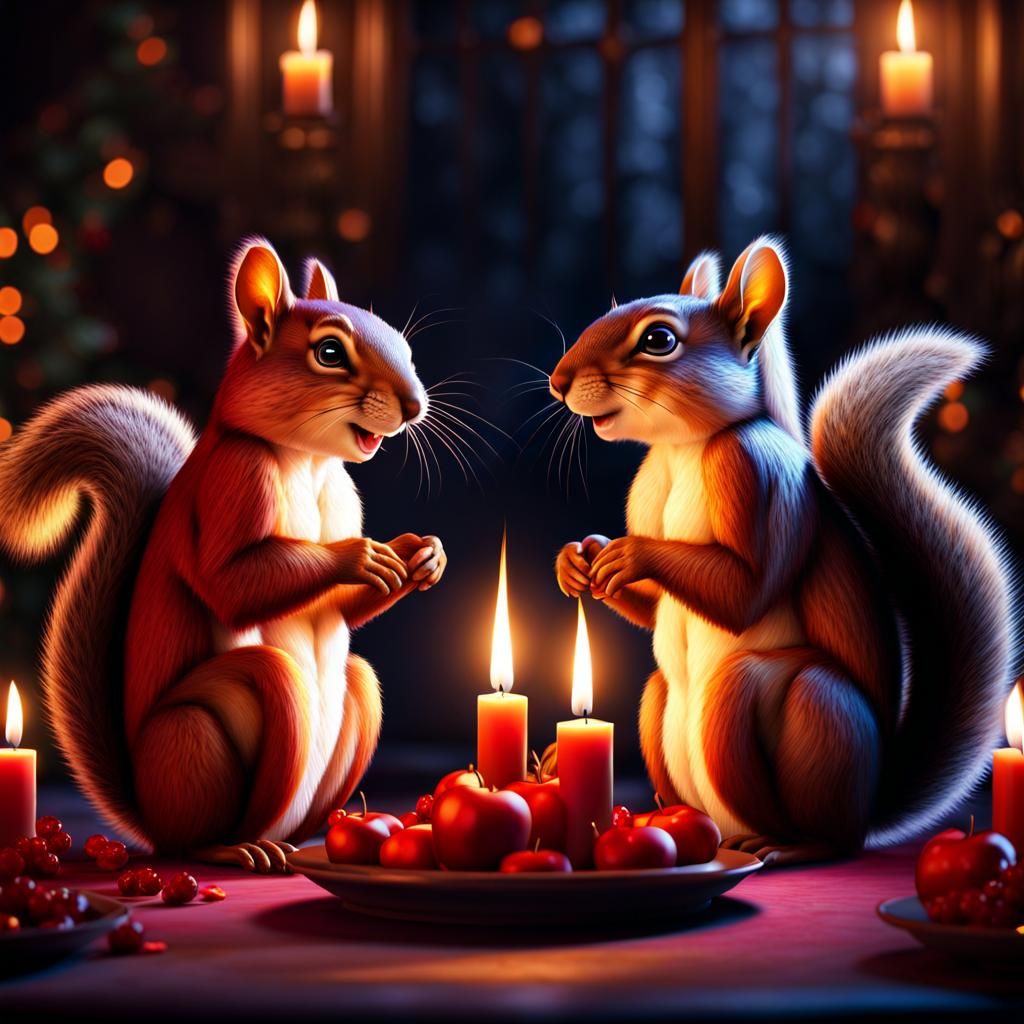 Squirrels falling in love - AI Generated Artwork - NightCafe Creator