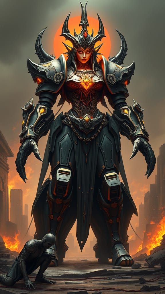 Gothic Goddess of War in Baroque Armor - AI Art