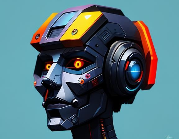 robot head with cyberpunk abstract doodle cubism art - AI Generated ...