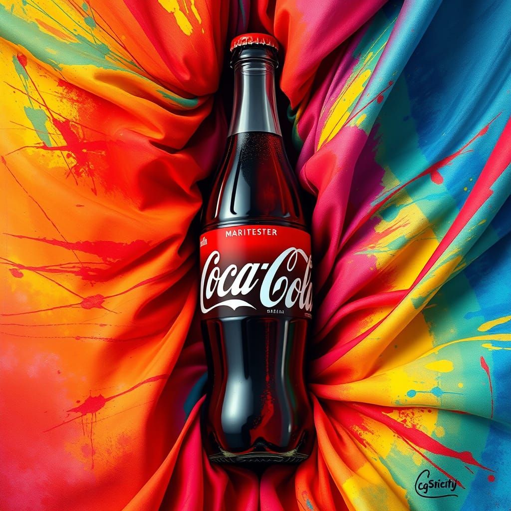 Vibrant Coca Cola Bottle Explodes into Kaleidoscop... - AI Art