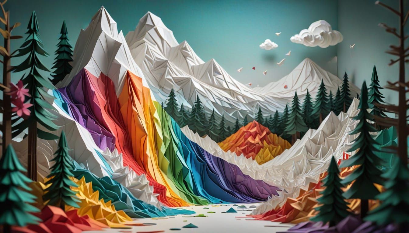 Origami Fold : Mountain Range - Origami Fold : Mountain Rang...