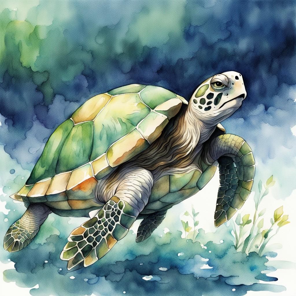 SWIMMING TURTLE - AI Generated Artwork - NightCafe Creator
